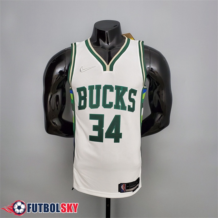 Comprar Camisetas Milwaukee Bucks (Antetokounmpo #34) 2022 Blanco Oficiales
