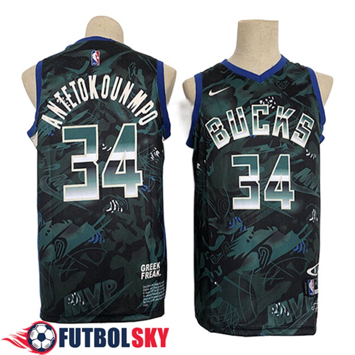 Comprar Camisetas Milwaukee Bucks (ANTETOKOUNMPO #34) 2023/24 Verde -02 ...